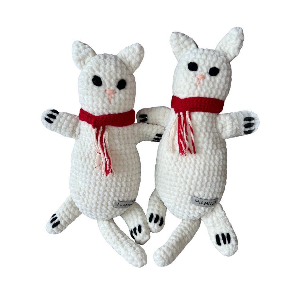 MiaMuji Crochet Dog Toy - Cotton the White Cat – Pets Essentials